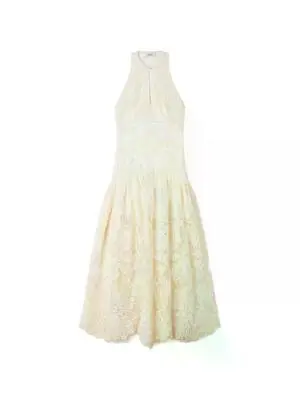 Sandro Floral Halterneck Tiered Dress - Neutrals