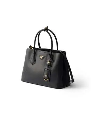 Prada Double Medium Saffiano Leather Bag - Black