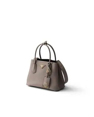 Prada Double Small Saffiano Leather Bag - Grey