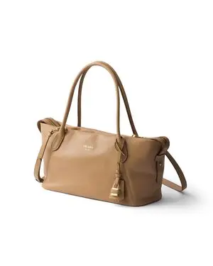 Prada Large Leather Tote Bag - Neutral