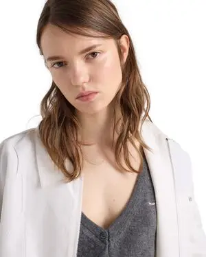Prada Cropped Cashmere Cardigan With V-neck And Embroidered Logo