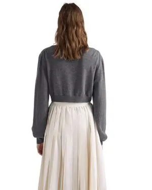 Prada Cropped Cashmere Cardigan With V-neck And Embroidered Logo