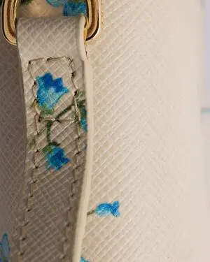 Prada Printed Saffiano Leather Wallet With Shoulder Strap - Neutral