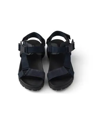 Prada Suede And Woven Tape Sporty Sandals
