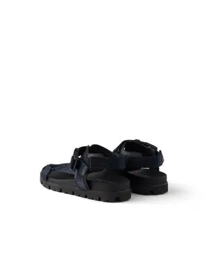 Prada Suede And Woven Tape Sporty Sandals