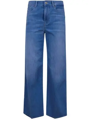 Seven For All Mankind Cropped Straight Leg Jeans - Gray