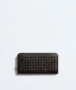 Bottega Veneta Woven Mycelium Zip-around Wallet - Espresso