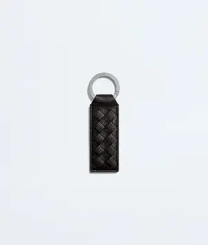 Bottega Veneta Woven Mycelium Key Ring - Espresso