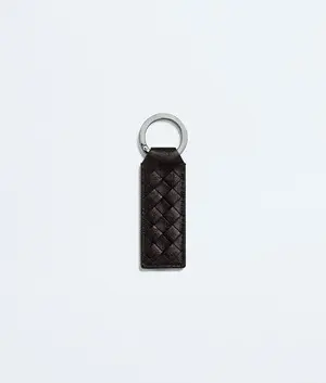 Bottega Veneta Woven Mycelium Key Ring - Espresso