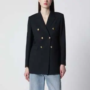 Saint Laurent Double-breasted Virgin Wool Gabardine Jacket - Blue