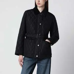 Burberry Quilted Nylon Jacket With Corduroy Details - Black