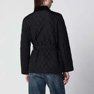 Burberry Quilted Nylon Jacket With Belted Waist - Black