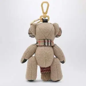 Burberry Thomas Teddy Bear Charm In Wool And Cashmere - Beige