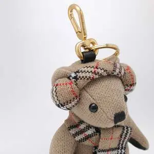Burberry Thomas Teddy Bear Charm In Wool And Cashmere - Beige