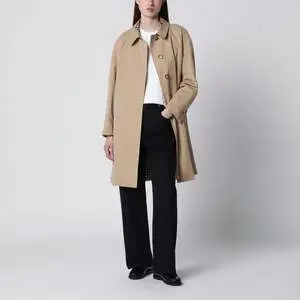 Burberry Cotton Coat With Check Detail