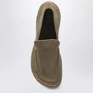 Loewe Suede And Raffia Loafers - Grey