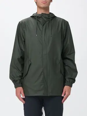 Rains Hooded Raincoat In Polyester - Green