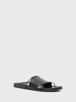 THE ROW Vivienne Leather Sliders - Black