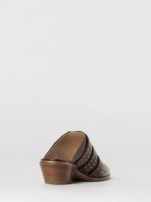 Chloé Susanna Mules In Smooth Calf Leather With Stud Embellishments - Brown