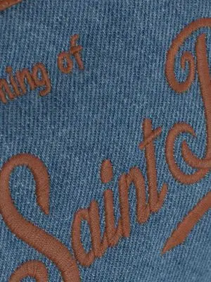 MC2 SAINT BARTH Embroidered Logo Cotton Twill Vanity Bag - Denim