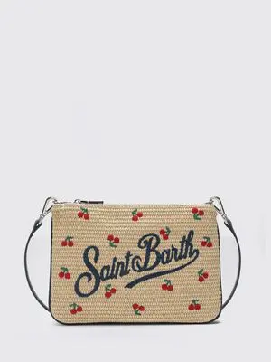 MC2 SAINT BARTH Woven Mini Bag With Floral Embellishment - Red