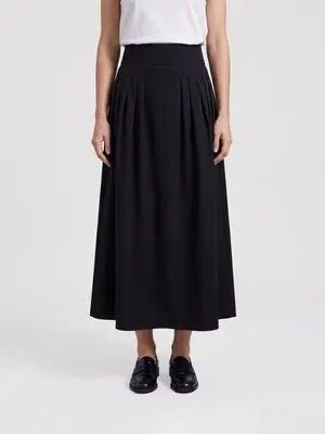 Studio Nicholson Pleated Cotton Midi Skirt - Black