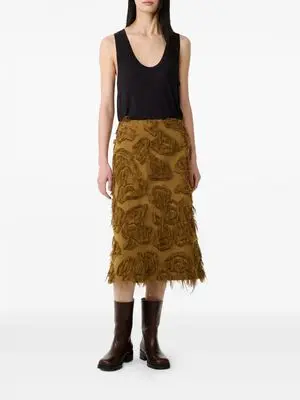 Studio Nicholson Cotton Midi Skirt With Fringes