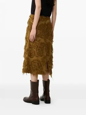 Studio Nicholson Cotton Midi Skirt With Fringes