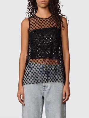HERSKIND Sequin Embellished Tulle Top - Black