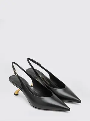 FERRAGAMO Calfskin Slingback Pumps With Sculptural Heel - Black