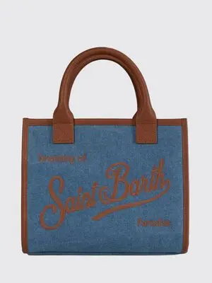 MC2 SAINT BARTH Cotton Twill Vanity Handbag With Embroidered Logo - Denim
