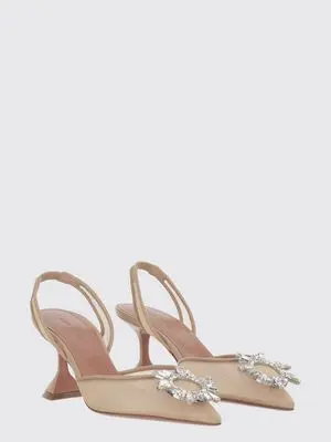 Amina Muaddi Begum Slingback With Jewel Buckle - Beige