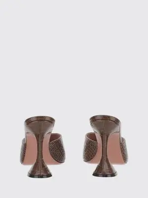 Amina Muaddi Lupita Croc-effect Leather Mules - Brown
