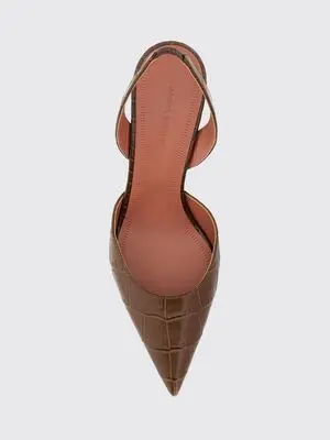 Amina Muaddi Holli Croc-effect Leather Slingback Pumps