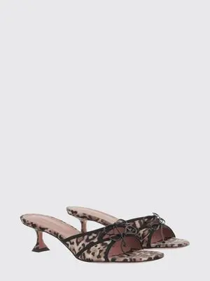 Amina Muaddi Leopard Print Heeled Mules - Red