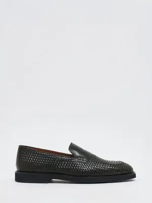DOUCAL'S Penny Braided Leather Loafers - Blue