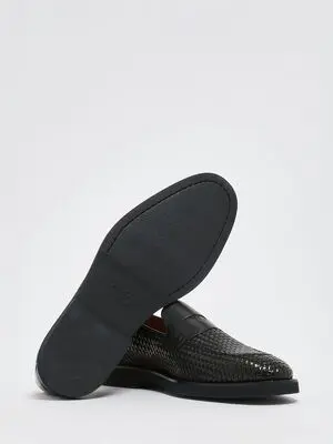 DOUCAL'S Penny Braided Leather Loafers - Blue