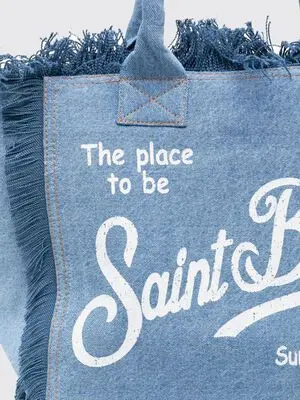 MC2 SAINT BARTH Tote Bag With Fringe Detail - Denim