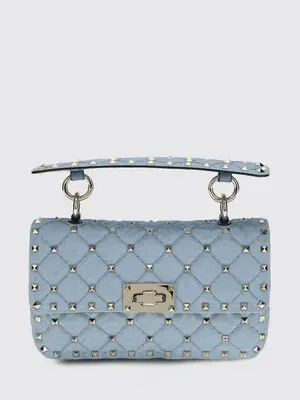 Valentino Garavani Rockstud Spike Mini Handbag In Embroidered Viscose With Studs - Blue