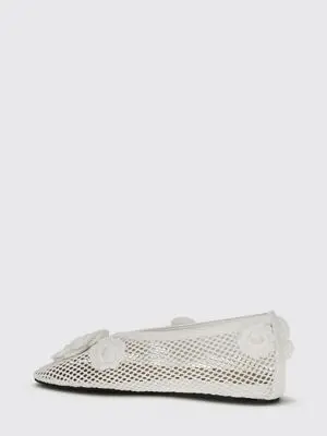 GANNI Jenny Perforated Viscose Ballet Flats With Floral Appliqu