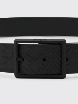 Montblanc Reversible Embossed Leather Belt With Engraved Pin Buckle - Grey