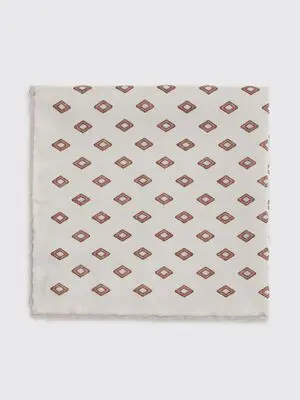 Brunello Cucinelli Silk Pocket Square With Diamond And Check Pattern Multicolor