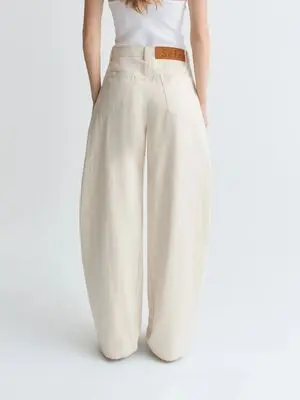 Séfr Twill Wide-leg Trousers - Ecru