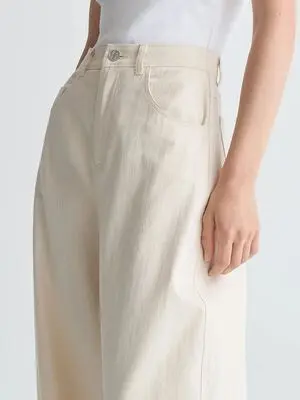 Séfr Twill Wide-leg Trousers - Ecru