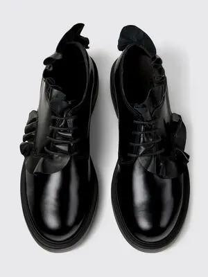 Camper Leather Oxford Shoes With Ruffle Detailing