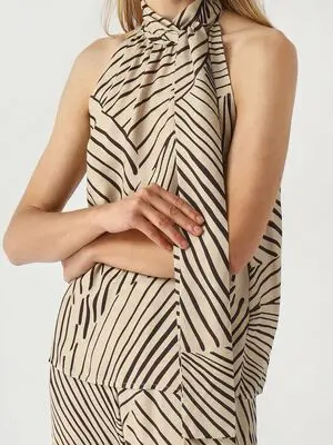 PT TORINO Halter Neck Sleeveless Top With Pussybow Collar