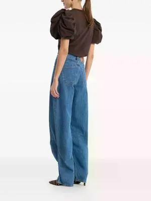 ROTATE BY BIRGER CHRISTENSEN Draped Barrel Leg Jeans