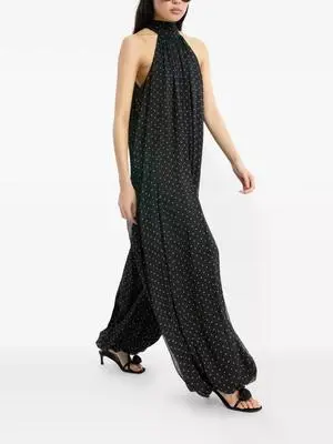 ROTATE BY BIRGER CHRISTENSEN Polka Dot Halter-neck Balloon Leg Jumpsuit