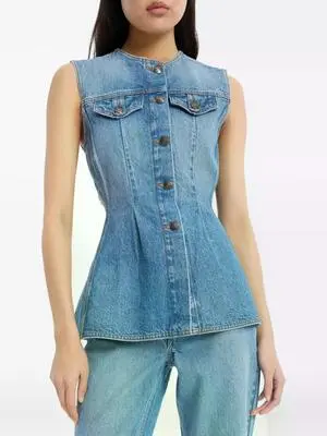 ROTATE BY BIRGER CHRISTENSEN Flared Hem Denim Vest