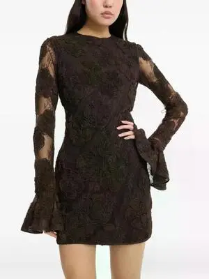 ROTATE BY BIRGER CHRISTENSEN Dark Floral Mini Dress - Brown
